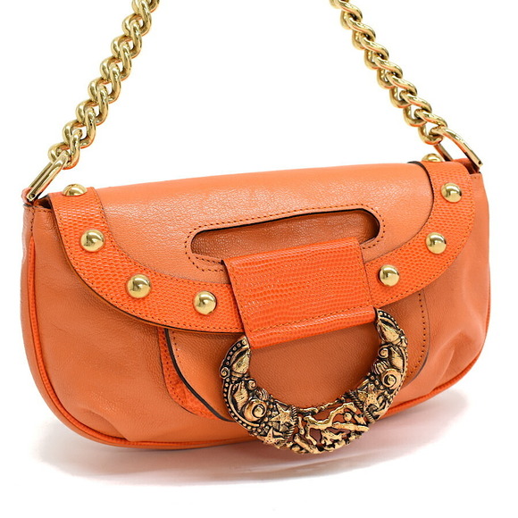 Versace | Bags | Versace Chain Handbag Leather Orange | Poshmark